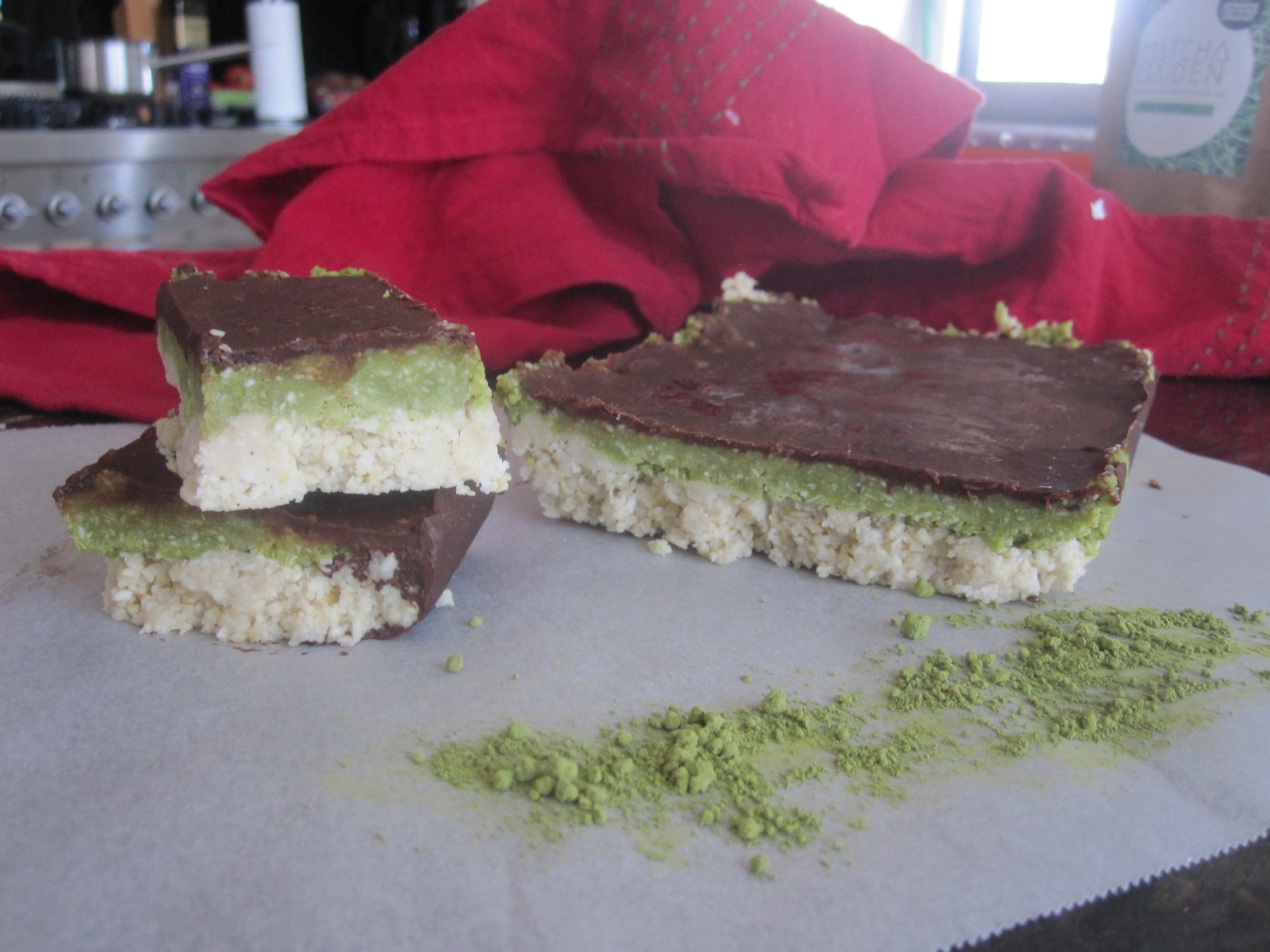 Raw Choc Vanilla Matcha Slice - Tracie Talks Health